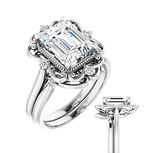 925 Sterling Silver 4 CT Emerald Cut VVS1 Colorless Moissanite Wedding Ring Set for Women Bridal Ring Set Handmade Moissanite Engagement Gifts Anniversary Promise Her Vintage Antique