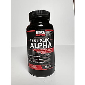 Force Factor Test X180 Alpha, Testosterone Booster for Men, Testosterone Supplement with L-Citrulline to Help Build Muscle and Strength, Boost Nitric Oxide for Performance, 60 Count (Pack of 2))