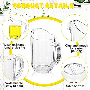 12 Pcs Plastic Pitchers 60 Ounce Clear Restaurant Pitcher Jug Large Water Pitcher Carafe Serve Milk Tea Juice Drink for Parties Container Dispenser Beer Jar