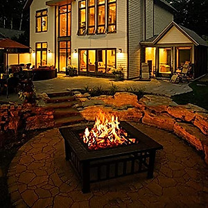 LEAYAN Garden Fire Pit Grill Bowl Grill Barbecue Rack Fire Pit Garden fire Pit Table, Home Courtyard Charcoal Heater, Outdoor Patio Barbecue Cooking fire Pit Table