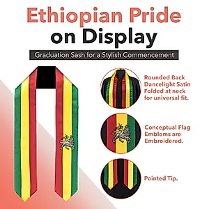 Vision Wear - Ethiopian Rastafari Lion Flag Graduation Sash/Stole - Cultural Emblem - Embrace Your Roots - Ethiopian Pride & Honor Sash