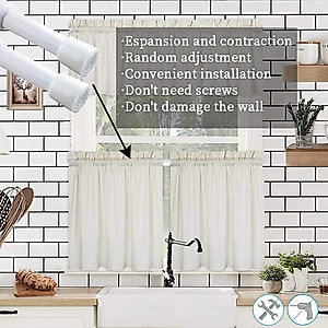 2 Pack Spring Tension Curtain Rod Adjustable 28-43 Inches，5/8" Diameter， White，Small Short Expandable Spring Loaded Curtain Tension Rods For Window, Bathroom, Cupboard,Kitchen