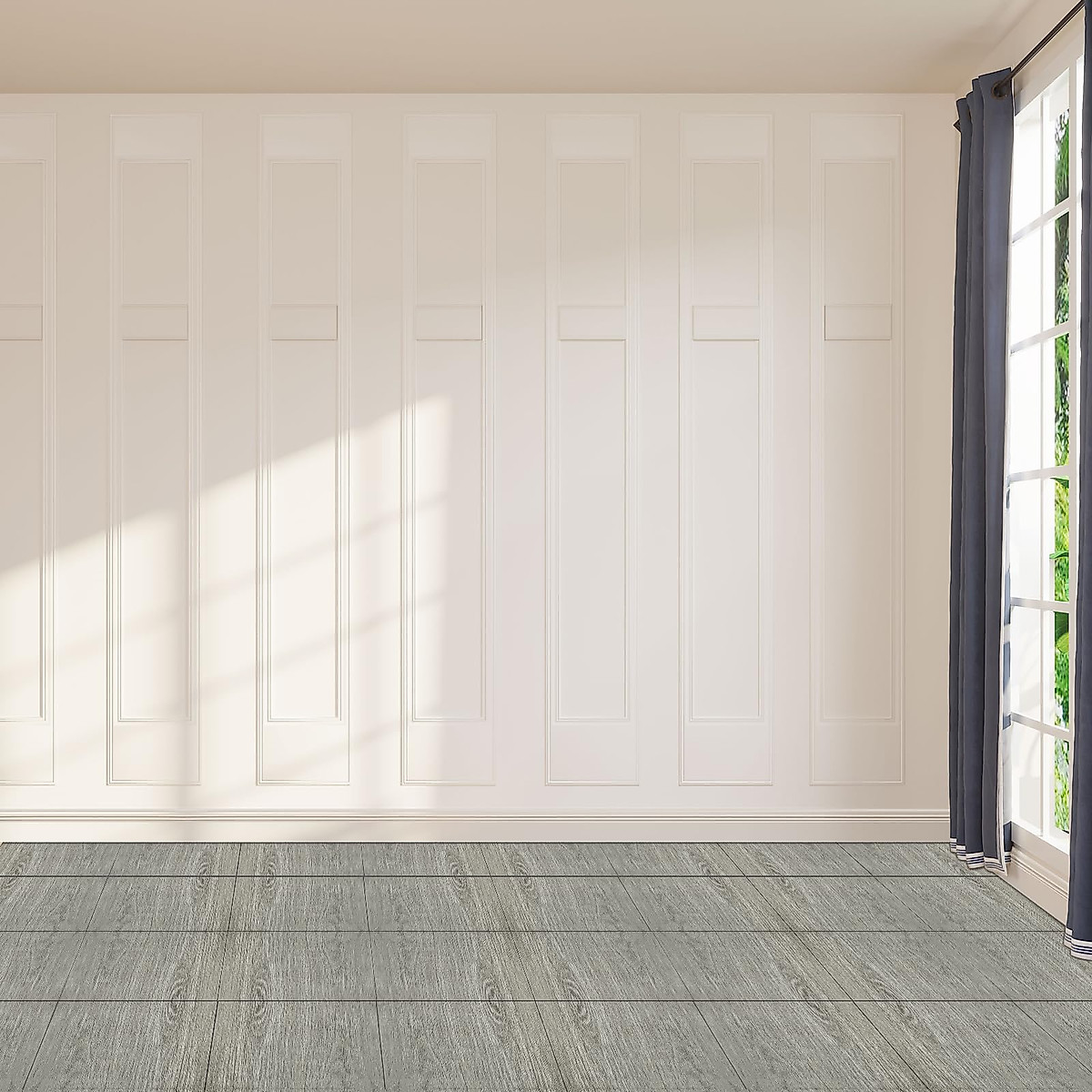 LOHISHIL 32PCS 12 * 12in Stick Floor Tile White Floor Tiles Self, Adhesive Wall Tiles Peel and Stick Floor Tiles Bathroom Floor Stickers for Kitchen, Bedroom, Hallways, Garages, Lobbies(Grey)