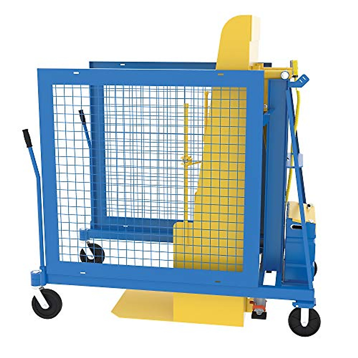Vestil TCD-U-60-AC Universal AC Trash Can Dumper, Steel, 60-3/16" Maximum Height, 135 Degree Maximum Angle, 400 lb Uniform Capacity, Blue/Yellow