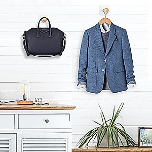 FOTYRIG Adhesive Hat Hooks for Wall Hat Hanger Wall Rack Mounted Coat Hanging Wooden Bathroom Hooks Stick On Door Closet Cabinet Wardrobe Entryway Waterproof OilProof-8 Packs