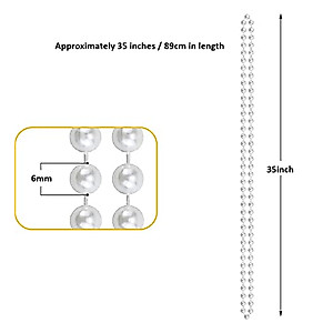 12 Pieces Faux Pearl Necklaces, 35inch White Fake Pearl Bead Garland, Plastic Beaded Costume Jewelry Flapper Party Accessories for Wedding Bridal Shower Birthday Tea Party Decorations Party Favors