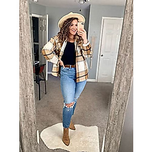 ZAFUL Shackets for Women 2022 Oversized Flannel Shirts for Women Plaid Jackets