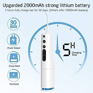 GIENEX Water Flosser Cordless Teeth Cleaner Dental Oral Irrigator Power Dental Flossers IPX7 Waterproof Teeth Cleaner with 4 Cleaning Modes Detachable Water Tank for Home Travel (Color : Black)