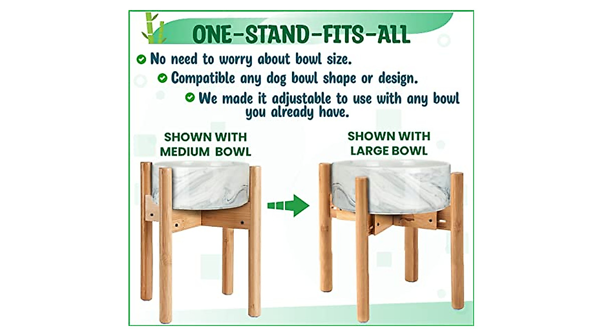 Adjustable Dog Bowl Stand for Large Dogs - Bamboo