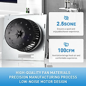【Upgrade】 100CFM Fan Compatible with NuTone 8814R,8664RP B,8663RP B,8814 8663 8673,671RB,2.5 Sone Ultra Low Sound Fan,Compatible with Nutone 8814, 671,672RB,Compatible for Broan 750,751,752, 9"x9"