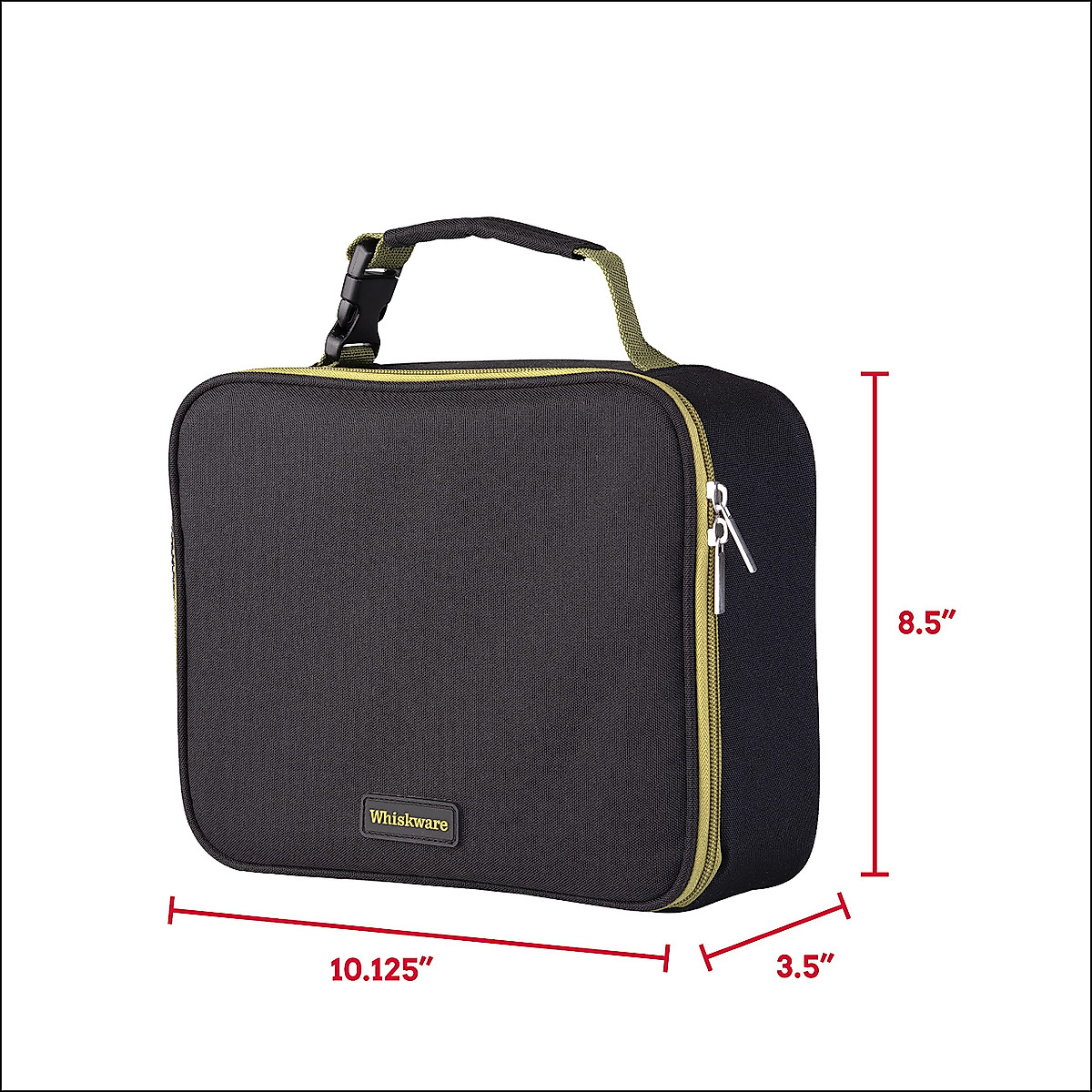 Whiskware Insulated Soft Cooler Lunch Bag for Work, Travel, and More, Black