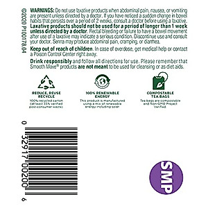 Traditional Medicinals Organic Smooth Move Senna Peppermint Herbal Tea, Relieves Occasional Constipation, (Pack of 4) - 64 Tea Bags