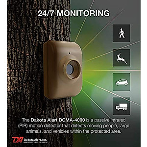 Dakota Alert Long Range Wireless Driveway Motion Detector - DCMA-4000 One Mile Alarm System - Passive Infrared Driveway Alarm Transmitter & Receiver - Outdoor Motion Sensor & Alarms