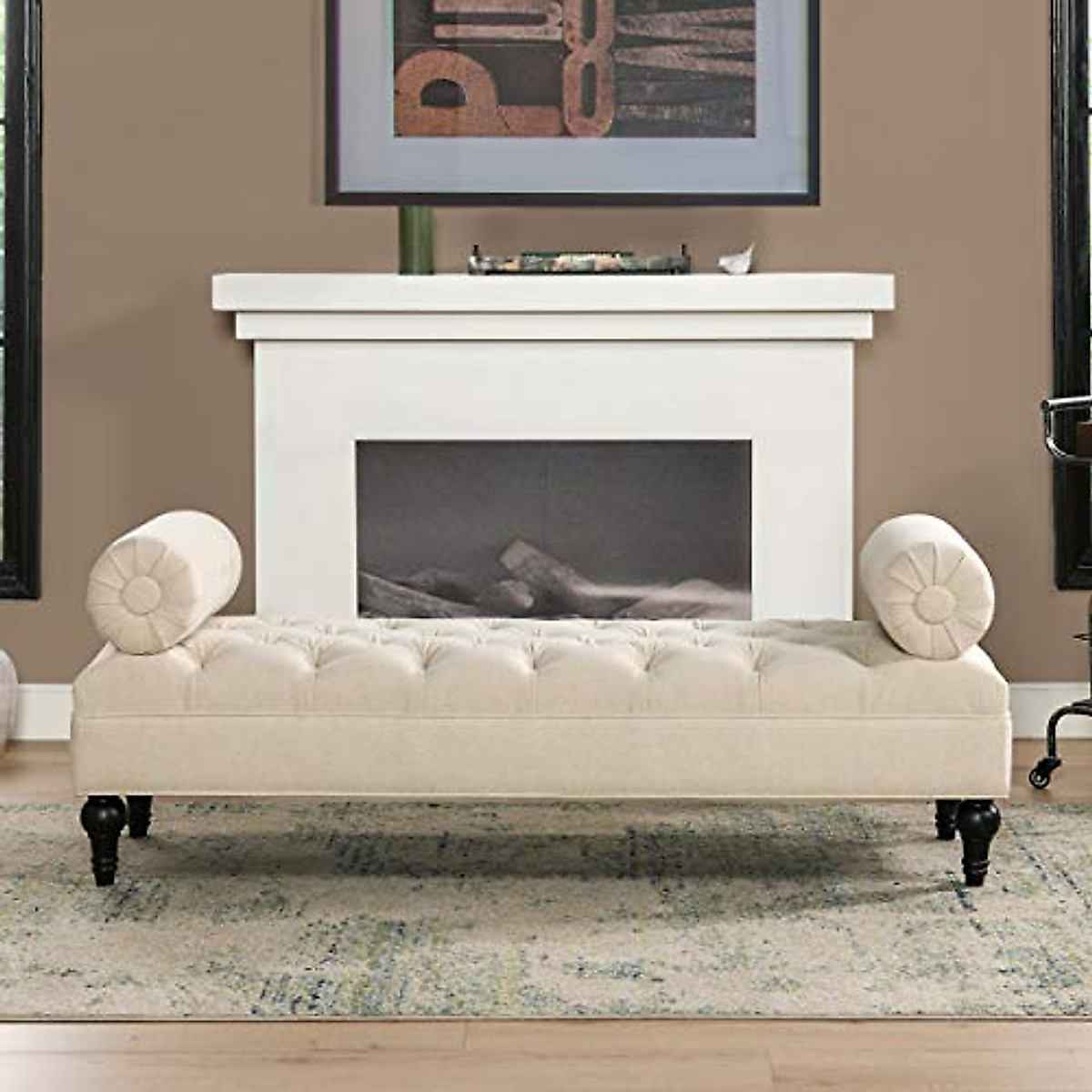 Jennifer Taylor Home Lewis Bolster Bench, Sky Neutral