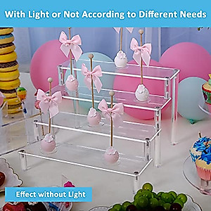 Display Shelf Cake Stand – 4 Tier Shelf Cake Pop Stand – Multifunctional and Durable Acrylic Stand – Mounting Hardware Included – Ideal for Desserts, Cosmetics, Glassware, Figurines