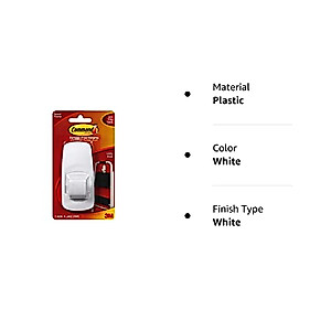 Command 17004-6_Value Jumbo Plastic Hook with Adhesive Strips, 6 Hooks, White
