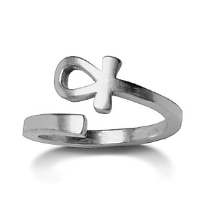 MUSEUM REPRODUCTIONS Egyptian Ankh Ring - Silver Finish - Adjustable