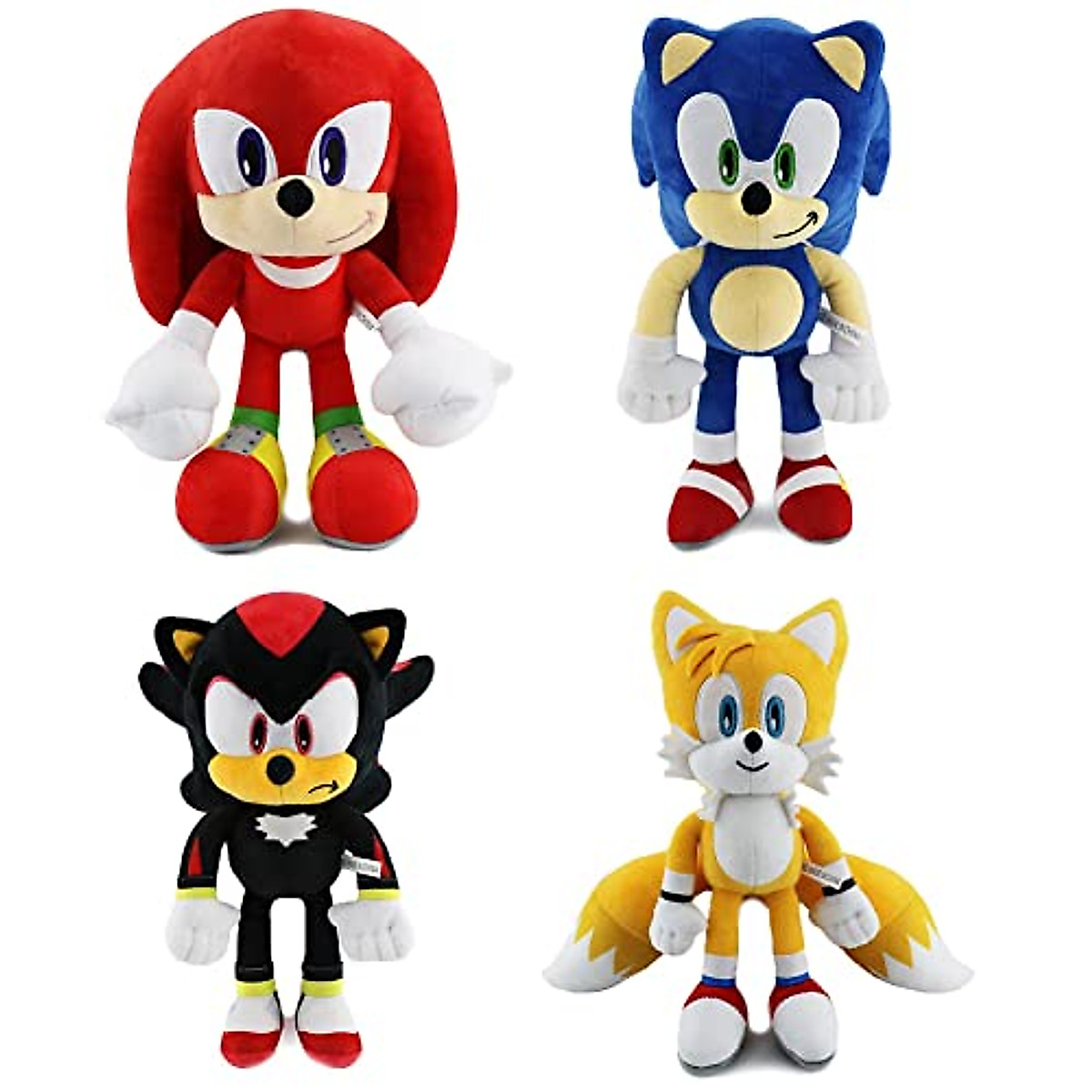 YOOVERSE 12" Sonic Plush Toys,Sonic Stuffed Animals,Knuckles Shadow Tails Plushies Doll Toys Gifts for Boys and Girls (4 Pcs Set)