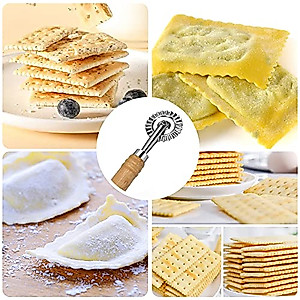 Pasta Cutter Wheel, Ravioli Cutter Wheel with Long Wooden Handle,Zinc Alloy Pizza Cutter Wheel for Home & Kitchen