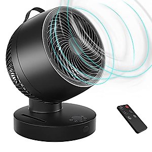 Kapoo Table Fan Air Circulator with Remote, Blade 8", 6 Speeds 4 Wind Modes, Horizontal Vertical Oscillating, Replace Floor Table Tower Fan b06, Black (GS-XXG037)