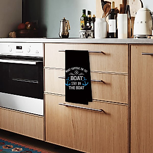 Boat Gifts,What Happens On The Boat Stays On The Boat Kitchen Towels Dish Towels,Nautical Anchor Anchor Decorative Hand Towels,Gifts for Boat Owners,Sailor Gifts