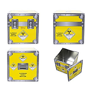 Back to the Future Plutonium Crate 4-Inch Tin Storage Box Cube Organizer with Lid | Basket Container, Cubby Cube Closet Organizer, Home Decor Playroom Accessories | '80s Toys, Gifts And Collectibles