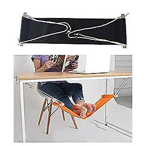 Home-organizer Tech Portable Adjustable Foot Hammock for Corner Desk Office Foot Rest Mini Under Desk Foot Rest Hammock for Home, Office, Airplane, Travel, Study and Relaxing (Black)