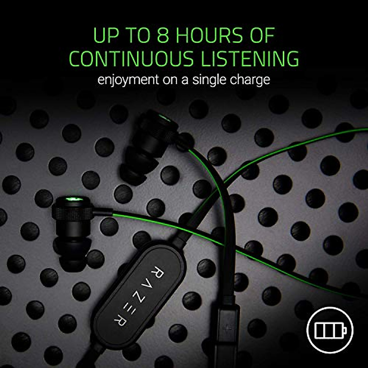 Razer Hammerhead Bluetooth Earbuds for iOS & Android: Sweat-Resistant Design - 8 Hr Battery - Custom-Tuned Dual-Driver Technology - in-Line Mic & Volume Control - Aluminum Frame - Matte Black/Green