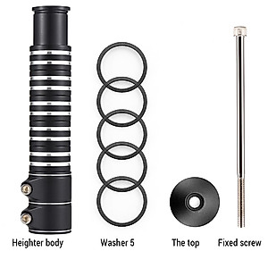 LIXADA Bike Stem Riser, Bike Fork Stem Extender, Handlebar Riser Adapter, Suitable for Mountain Bike, Road Bike, MTB, ect.(Aluminium Alloy, Adjustable, Black)