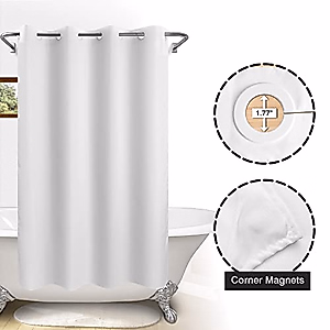 Stall Fabric Shower Curtain No Hooks or Liner Needed - Soft Shower Stall Curtain 54" x 78" Hotel Grade, Waterproof & Machine Washable, White, 54x80 Stall Size