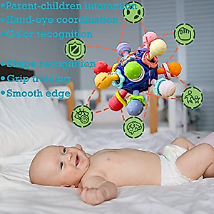 AIVIAI Baby Teething Toys for 0-6 Months, Sassy Teethers Rattle Toy for Babies 6-12months Sensory Baby Toy Grasping Chew Infants Toys (Blue)