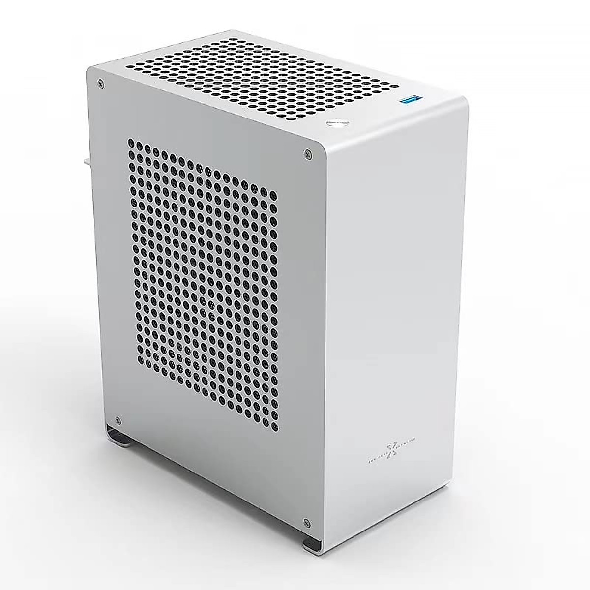 ZZAW A1P Mini-ITX PC Case, Mini Computer Case in Silver Color, Full Aluminum Small Gaming Computer Chassis with 3.0 Dual Reverse PCI Riser Cable
