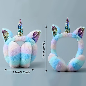 LUCKYBUNNY Women Kids Girls Cute Unicorn Earmuffs, Winter Warm Foldable Windproof Ear Warmer Earmuff for Indoor and Outdoor