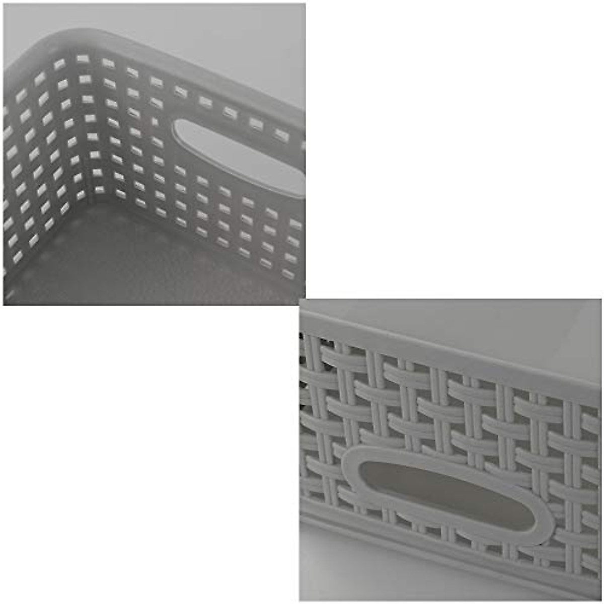Kiddream Plastic Weave Storage Basket, 6-pack Grey Organizing Bin