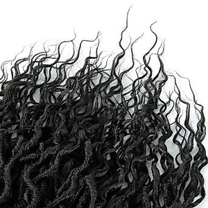 Faux Hair Goddess Locs Crochet Hair 6Packs 24Inch Pre-looped with Soft Curly Ends Dreadlocks Wavy Faux Crochet Locs Synthetic Braids Extensions 72strands(24'', 1B)