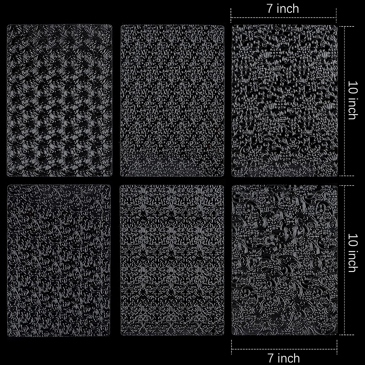 Ocmoiy 6 Pack Fondant Impression Mat, Fondant Mold Set, Embossed Retro Baroque/Paisley/Rose/Diamond/Lace Vine/Floral Vine Pattern Texture Mold for Chocolate Fondant Wedding Cake Decoration