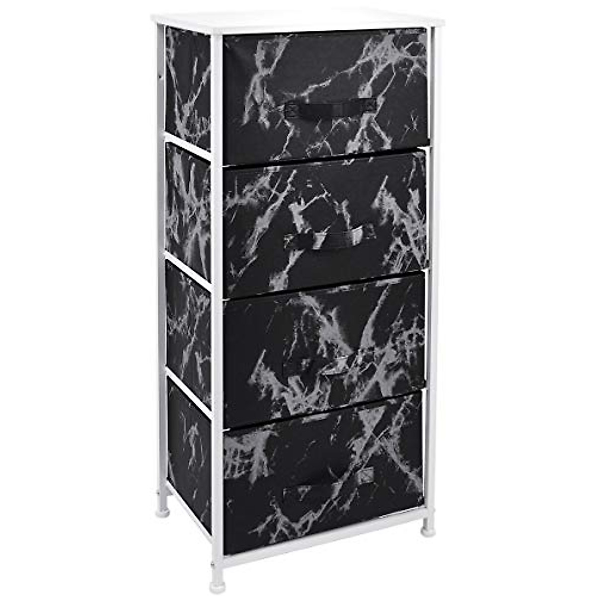 Sorbus Nightstand with 4 Drawers - Bedside Furniture & Night Stand End Table Dresser with Steel Frame, Wood Top, Easy Pull Fabric Bins for Home, Bedroom Accessories, Office & Dorm