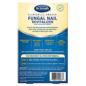 Dr. Scholl's Fungal Nail Treatment Revitalizer LED Light-Activated Therapy, Erase Toenail Discoloration Fungus, 10 ml