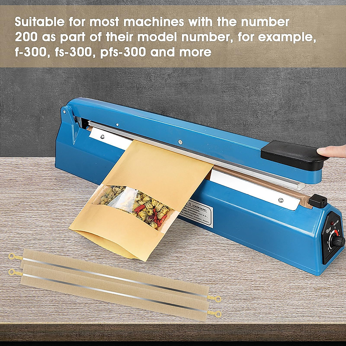 10 Pieces Impulse Sealer Replacement Parts 12 Inch Heat Seal Strips Replacement Element Grip Impulse Sealer Heating Element Service Spare Repair Kit, 300mmx2mm