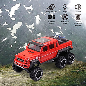 Metal Truck Model Car Toy - 6x6 Off-Road Creative Decorative Model Diecast Truck with Sound and Light,Toy Truck for Boys and Girls Aged 3+ Years (Black)