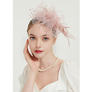 Litter Star Women Fashion Kentucky Derby Fascinators Pillbox Cocktail Headband Headwaer Hat for Wedding and Tea Patry (2-Dark Pink)