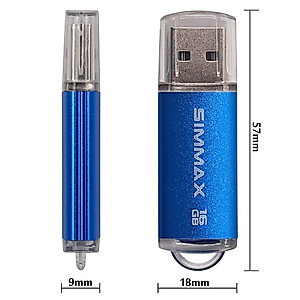 SIMMAX 5 Pack 16GB USB 2.0 Flash Drive Memory Stick Thumb Drive Pen Drive with Led Indicator (Green Purple Red Gold Blue)