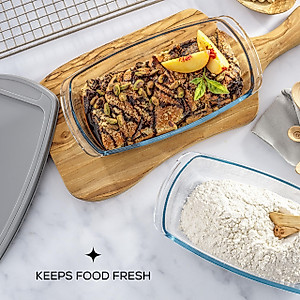 JoyJolt Glass Loaf Pan Set with Lid, Rectangular, 1.9 Quart, Deep, Meatloaf & Banana Bread Loaf Pans