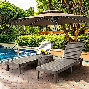 YITAHOME Patio Chaise Lounge Set of 2, Outdoor Chaise Lounge with Cushion & Adjustable Backrest for Backyard, Poolside, Lawn, Waterproof & Easy Assembly (Taupe)