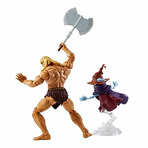 Masters of the Universe Masterverse Revelation Savage He-Man Action Figure with 30+ Articulated Joints, 3 Weapons, Harness & Orko Figure with ‘Floating’ Base, 7-inch Motu Collectible Gift