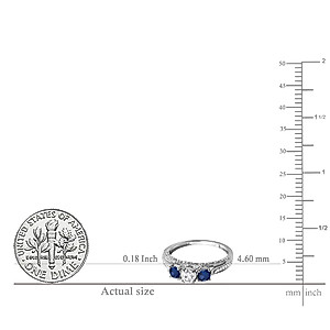 Dazzlingrock Collection Round Blue Sapphire & White Diamond 3 Stone Wedding Ring for Women in 14K White Gold Size 6