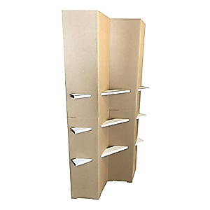 Room Divider 4 Panel with Shelves -by NVP Products- Easy to Assemble Corrugated Cardboard Dorm Room Divider, Privacy Wall with Shelves That can Become Your Zoom Background, White Brown (CRD-WS)