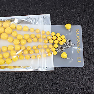 KOSMOS-LI Large and Big 3 Layer Acrylic Yellow Bead Statement Multi Strand Big Necklace