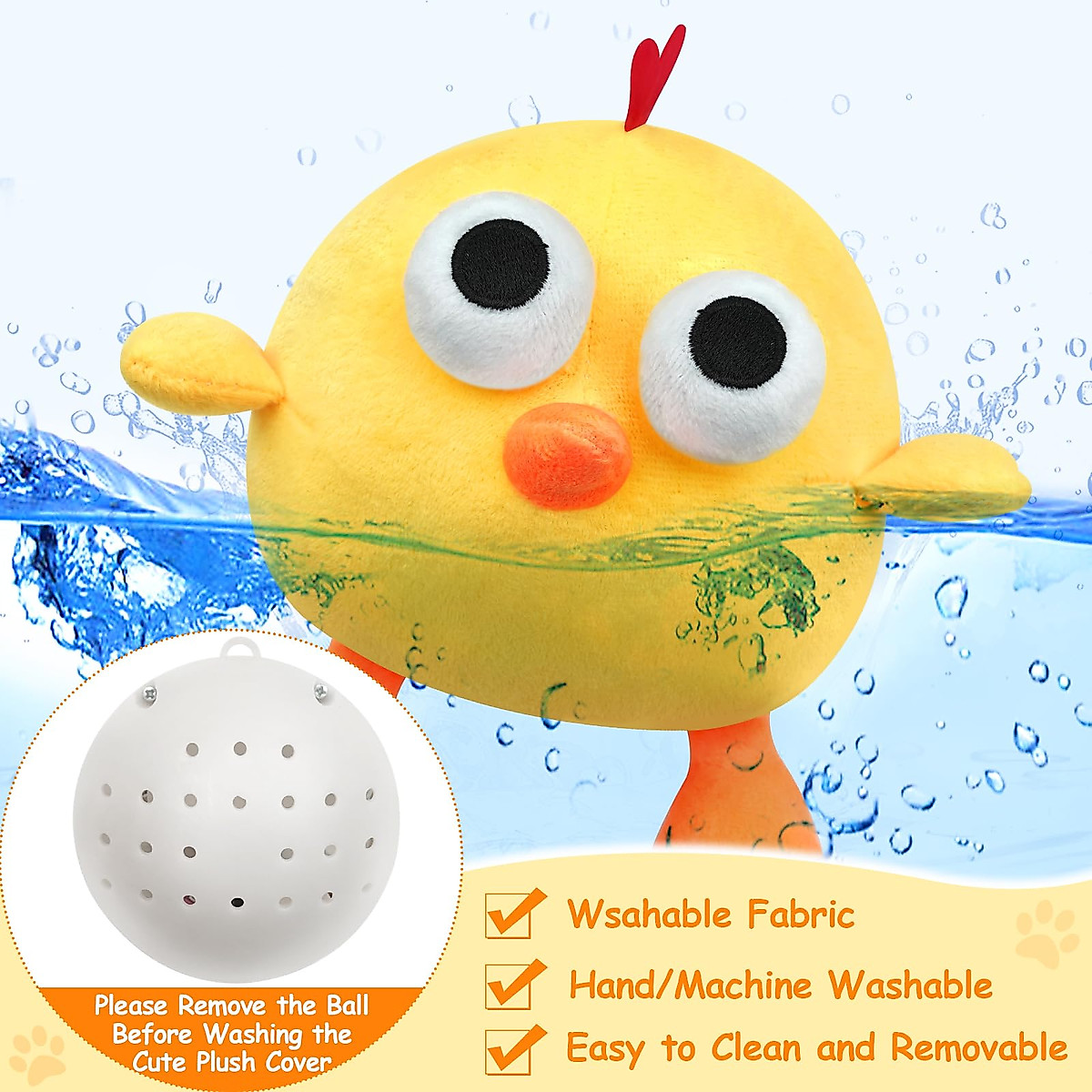 Dcoinc Interactive Dog Toys, Squeaky Dog Toys with Interactive Dog Ball, Crazy Chicken Dog Toy with Music, Washable Dog Chew Toys Pet Plush Toys for Puppy/Small/Medium/Large Dogs Chasing