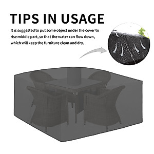 Easy-Going 600D Heavy Duty Patio Furniture Cover, Outdoor Square Table and Chair Set Cover, Waterproof Outdoor Sectional Set Cover (84"L x 84"W x 28"H, Black)